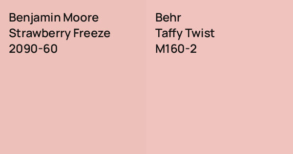 Benjamin Moore Strawberry Freeze vs. Behr Taffy Twist comparison