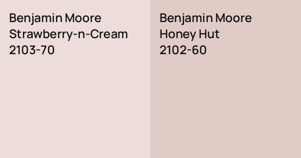 Benjamin Moore Strawberry-n-Cream vs. Benjamin Moore Honey Hut comparison