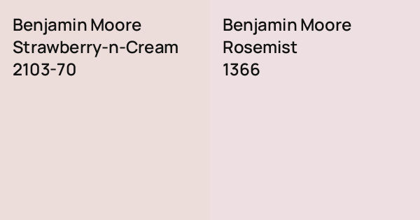 Benjamin Moore Strawberry-n-Cream vs. Benjamin Moore Rosemist comparison
