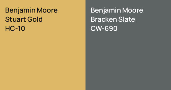 Benjamin Moore Stuart Gold vs. Benjamin Moore Bracken Slate comparison