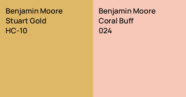 Benjamin Moore Stuart Gold vs. Benjamin Moore Coral Buff comparison