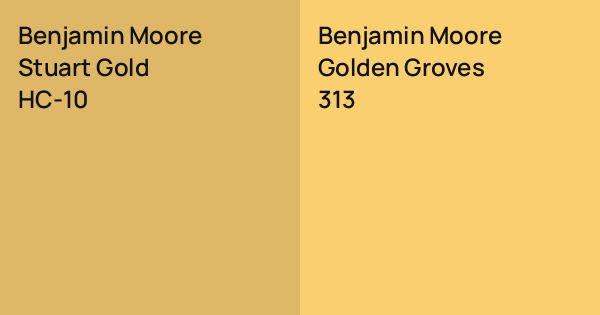 Benjamin Moore Stuart Gold vs. Benjamin Moore Golden Groves comparison