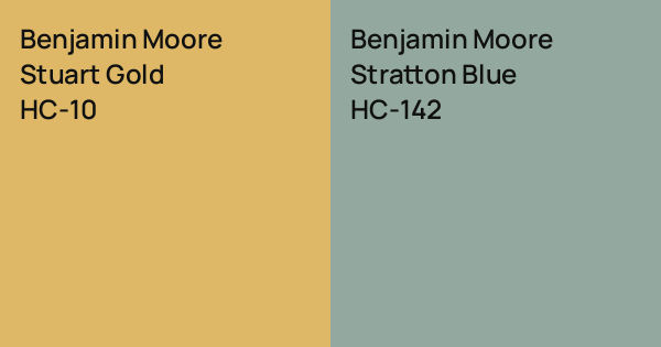Benjamin Moore Stuart Gold vs. Benjamin Moore Stratton Blue comparison