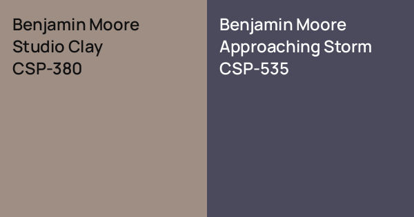 Benjamin Moore Studio Clay vs. Benjamin Moore Approaching Storm comparison