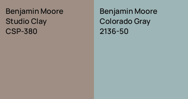 Benjamin Moore Studio Clay vs. Benjamin Moore Colorado Gray comparison