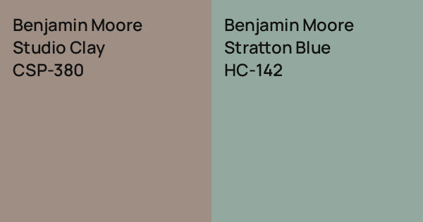 Benjamin Moore Studio Clay vs. Benjamin Moore Stratton Blue comparison