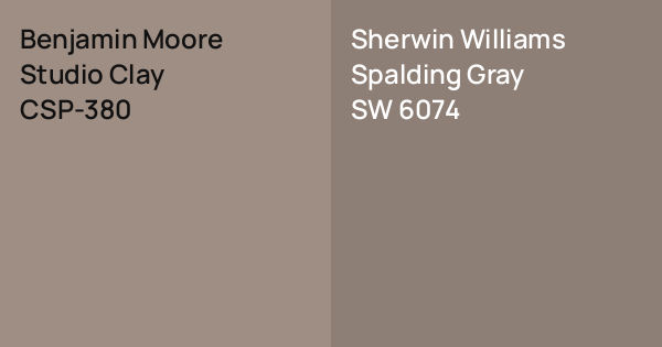Benjamin Moore Studio Clay vs. Sherwin Williams Spalding Gray comparison