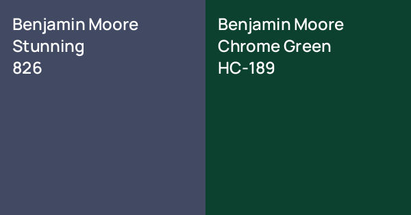 Benjamin Moore Stunning vs. Benjamin Moore Chrome Green comparison