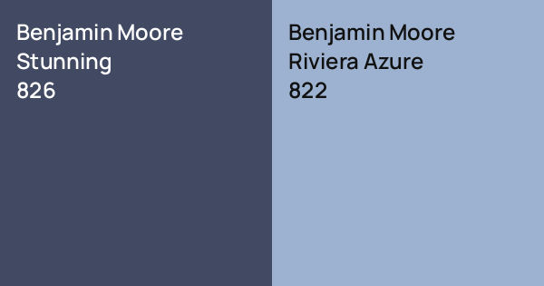 Benjamin Moore Stunning vs. Benjamin Moore Riviera Azure comparison