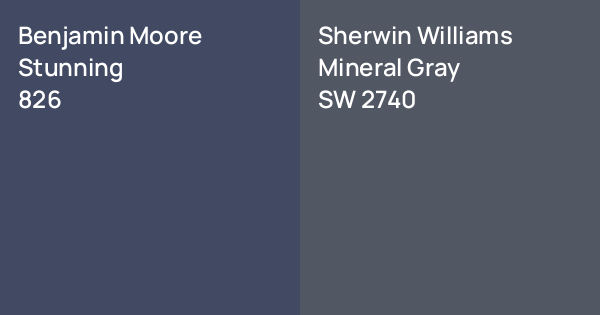 Benjamin Moore Stunning vs. Sherwin Williams Mineral Gray comparison