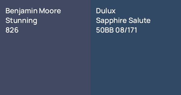 Benjamin Moore Stunning vs. Dulux Sapphire Salute comparison