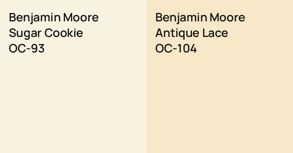 Benjamin Moore Sugar Cookie vs. Benjamin Moore Antique Lace comparison