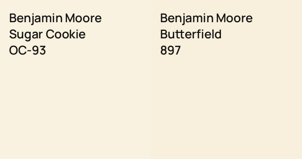 Benjamin Moore Sugar Cookie vs. Benjamin Moore Butterfield comparison