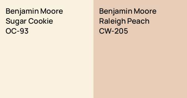 Benjamin Moore Sugar Cookie vs. Benjamin Moore Raleigh Peach comparison