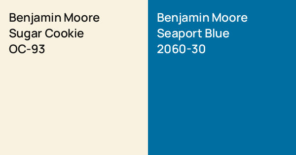 Benjamin Moore Sugar Cookie vs. Benjamin Moore Seaport Blue comparison