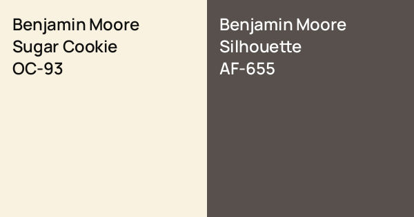 Benjamin Moore Sugar Cookie vs. Benjamin Moore Silhouette comparison