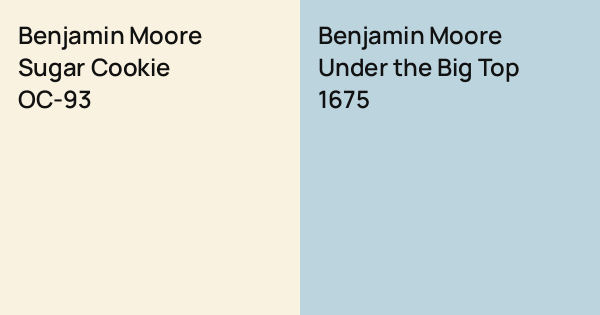 Benjamin Moore Sugar Cookie vs. Benjamin Moore Under the Big Top comparison