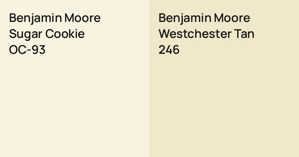 Benjamin Moore Sugar Cookie vs. Benjamin Moore Westchester Tan comparison