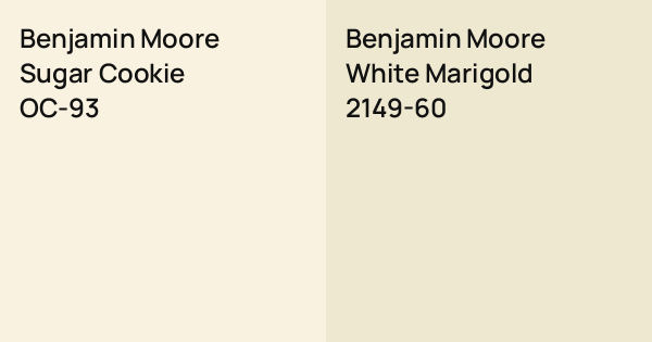 Benjamin Moore Sugar Cookie vs. Benjamin Moore White Marigold comparison