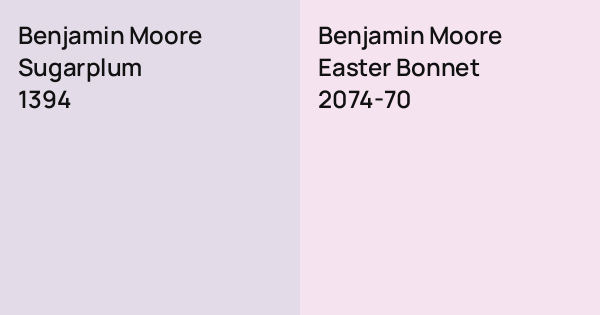Benjamin Moore Sugarplum vs. Benjamin Moore Easter Bonnet comparison