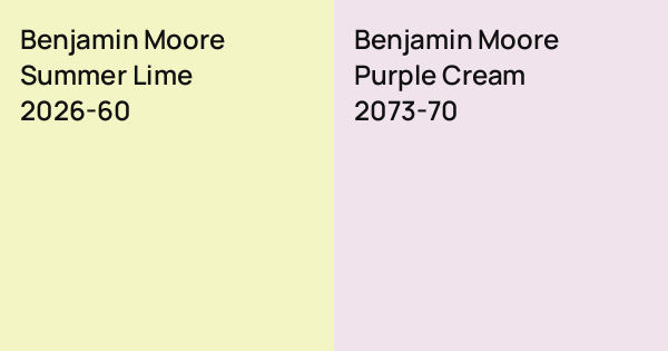 Benjamin Moore Summer Lime vs. Benjamin Moore Purple Cream comparison