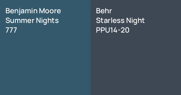 Benjamin Moore Summer Nights vs. Behr Starless Night comparison