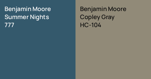 Benjamin Moore Summer Nights vs. Benjamin Moore Copley Gray comparison