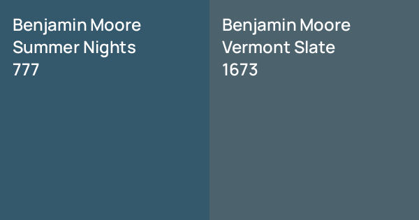 Benjamin Moore Summer Nights vs. Benjamin Moore Vermont Slate comparison