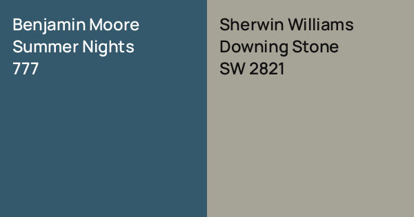Benjamin Moore Summer Nights vs. Sherwin Williams Downing Stone comparison