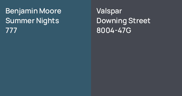 Benjamin Moore Summer Nights vs. Valspar Downing Street comparison