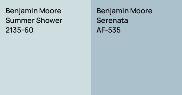 Benjamin Moore Summer Shower vs. Benjamin Moore Serenata comparison