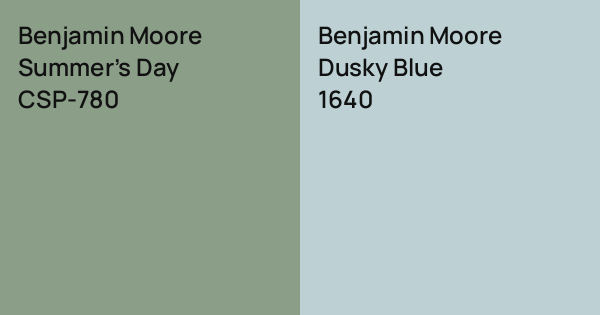 Benjamin Moore Summer's Day vs. Benjamin Moore Dusky Blue comparison