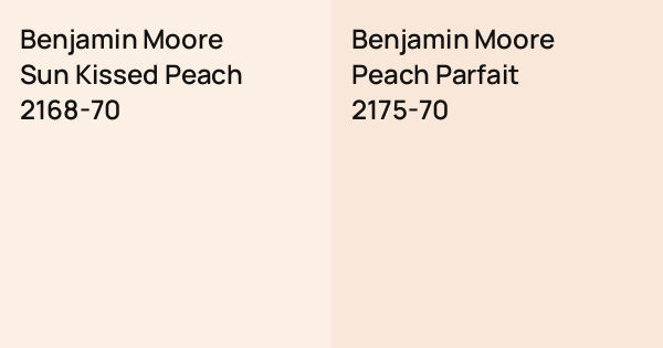 Benjamin Moore Sun Kissed Peach vs. Benjamin Moore Peach Parfait comparison