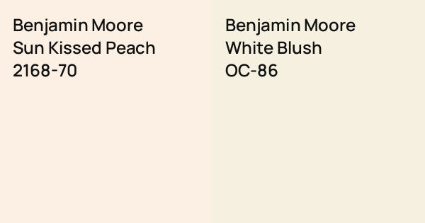 Benjamin Moore Sun Kissed Peach vs. Benjamin Moore White Blush comparison