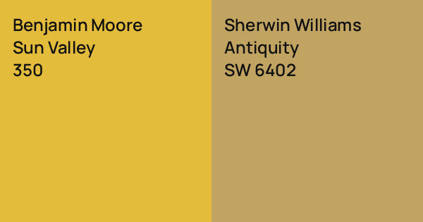 Benjamin Moore Sun Valley vs. Sherwin Williams Antiquity comparison