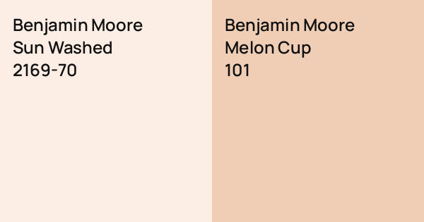 Benjamin Moore Sun Washed vs. Benjamin Moore Melon Cup comparison