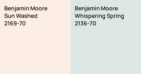 Benjamin Moore Sun Washed vs. Benjamin Moore Whispering Spring comparison