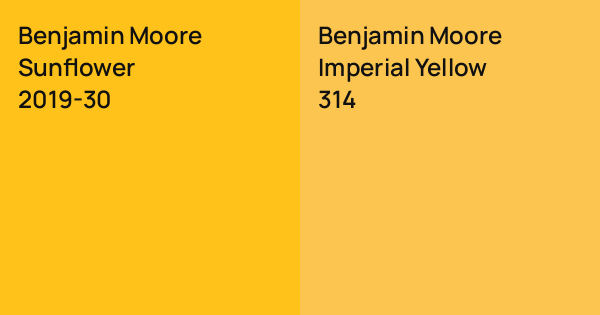 Benjamin Moore Sunflower vs. Benjamin Moore Imperial Yellow comparison