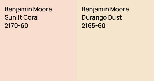Benjamin Moore Sunlit Coral vs. Benjamin Moore Durango Dust comparison