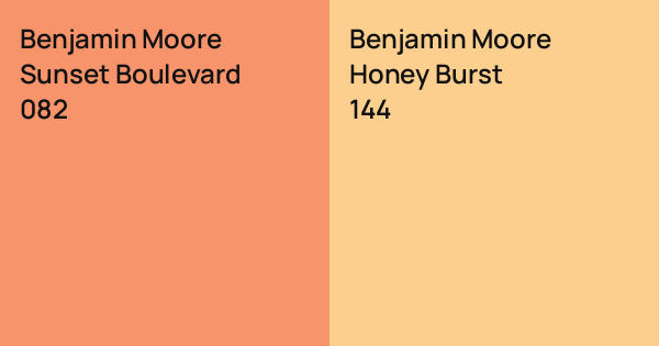 Benjamin Moore Sunset Boulevard vs. Benjamin Moore Honey Burst comparison