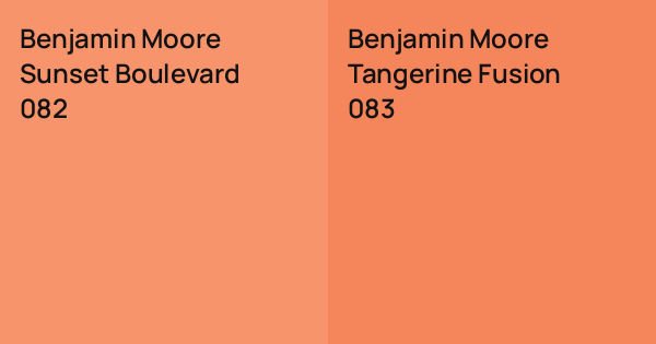 Benjamin Moore Sunset Boulevard vs. Benjamin Moore Tangerine Fusion ...