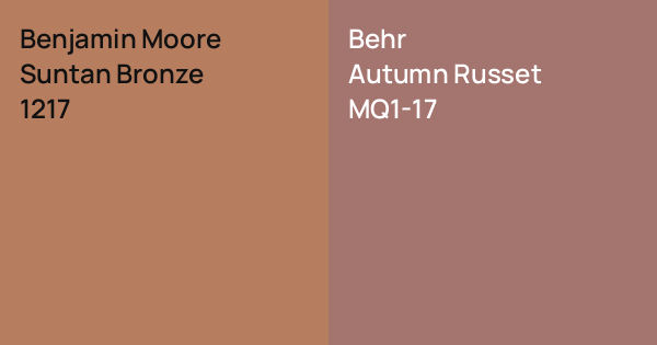 Benjamin Moore Suntan Bronze vs. Behr Autumn Russet comparison