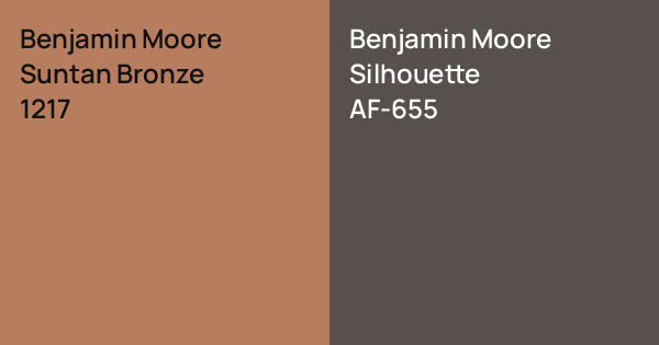 Benjamin Moore Suntan Bronze vs. Benjamin Moore Silhouette comparison