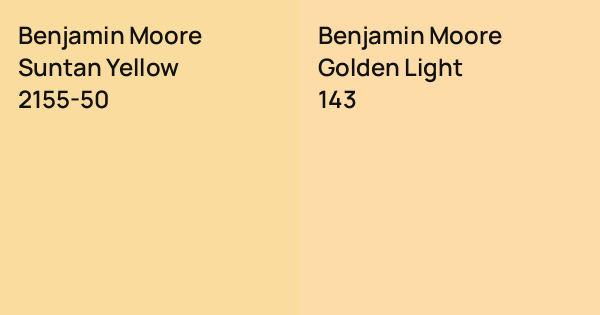 Benjamin Moore Suntan Yellow vs. Benjamin Moore Golden Light comparison