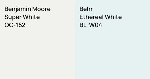 Benjamin Moore Super White vs. Behr Ethereal White comparison