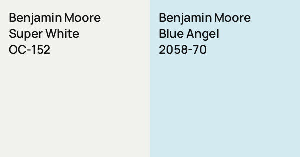 Benjamin Moore Super White vs. Benjamin Moore Blue Angel comparison