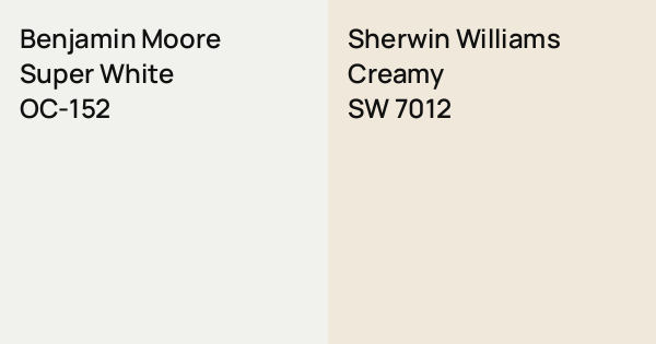 Benjamin Moore Super White vs. Sherwin Williams Creamy comparison