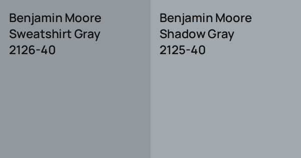 Benjamin Moore Sweatshirt Gray vs. Benjamin Moore Shadow Gray comparison