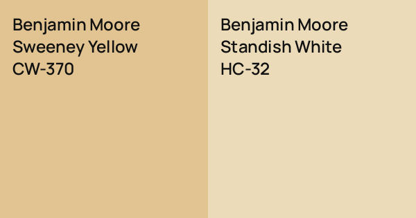 Benjamin Moore Sweeney Yellow vs. Benjamin Moore Standish White comparison
