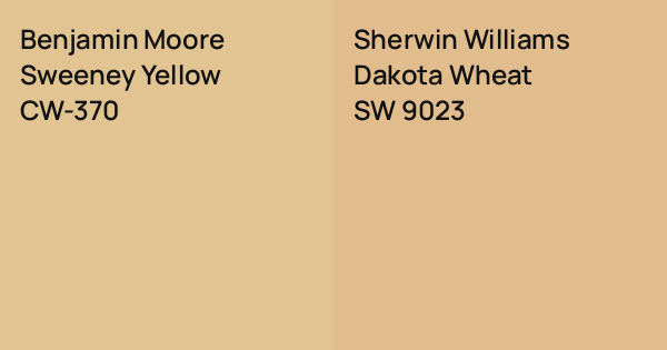 Benjamin Moore Sweeney Yellow vs. Sherwin Williams Dakota Wheat comparison